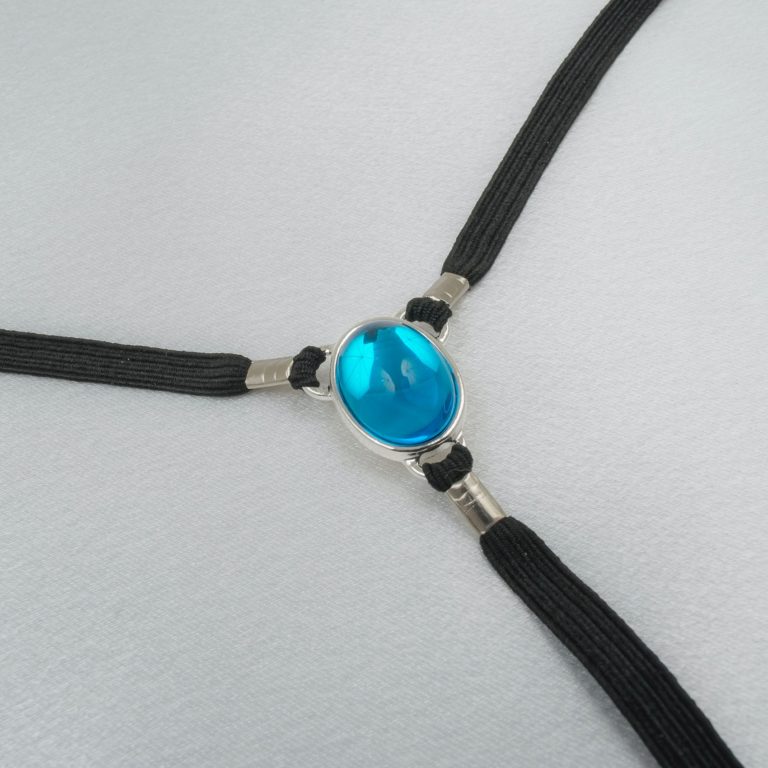 g-string jewel intimate open butterfly blue silver | Sylvie Monthulé